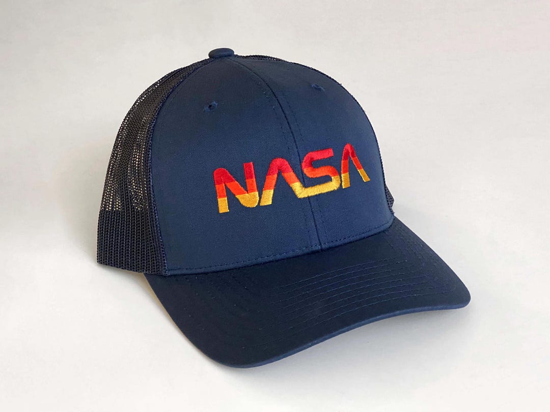 Retro NASA Trucker Cap Navy Blue Mesh Back Snapback Hat - Etsy