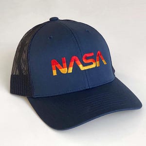 Retro NASA Trucker Cap Navy Blue Mesh Back Snapback Hat - Etsy