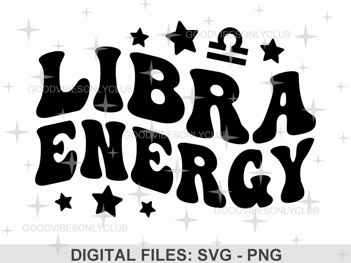 Libra Energy SVG PNG Zodiac Star Sign Retro Wavy Text SVG - Etsy Canada