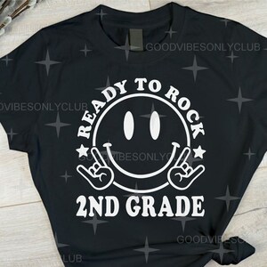 Ready to Rock 2nd Grade SVG PNG, School Shirt, Retro Smile, First Day ...