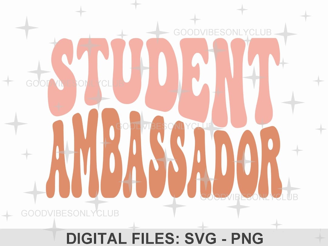 Student Ambassador PNG SVG, Trendy Retro Wavy Text, Middle School, High ...