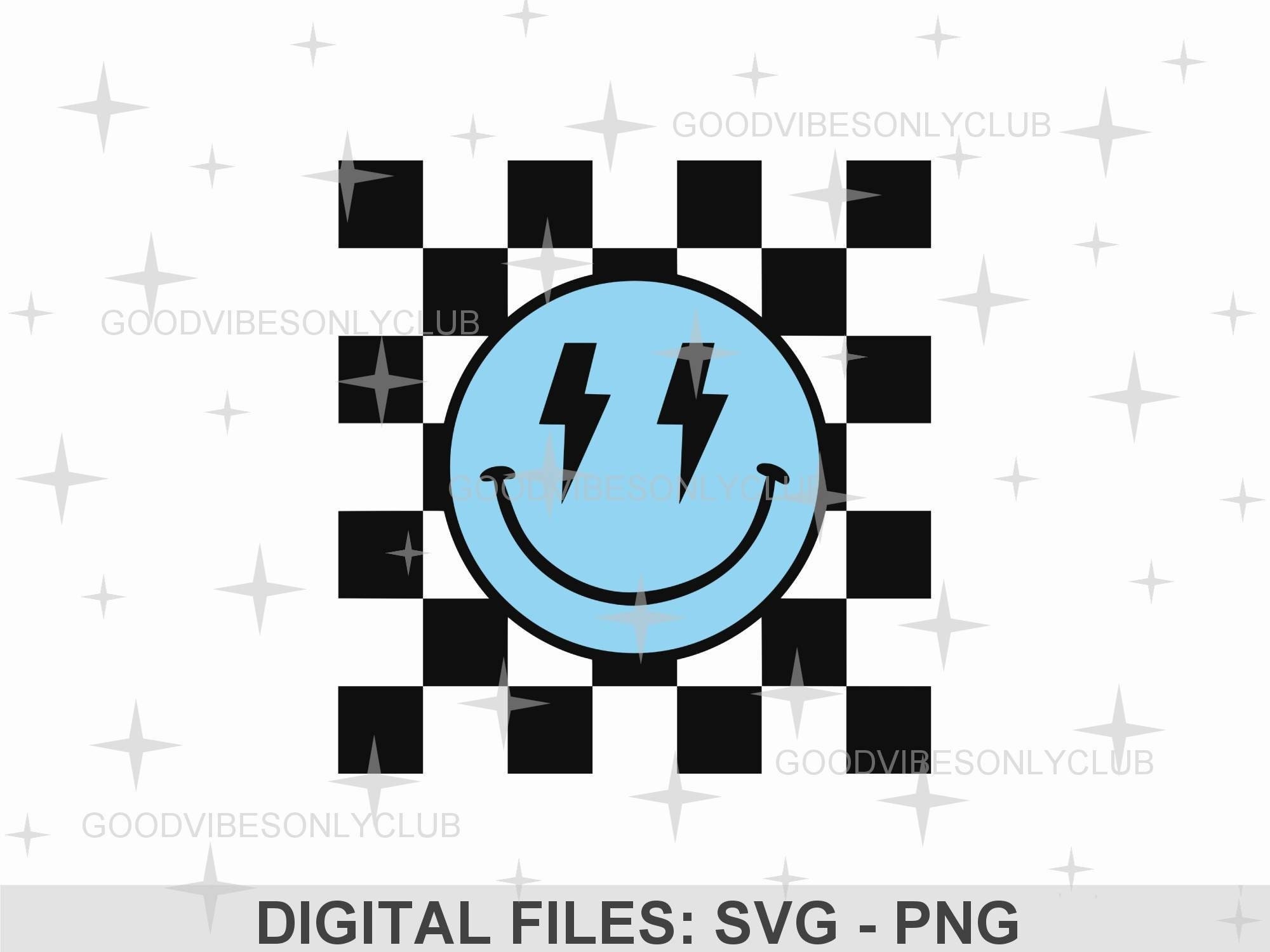 Checkered Retro Happy Face SVG PNG: Trendy Sublimation Design (digital ...