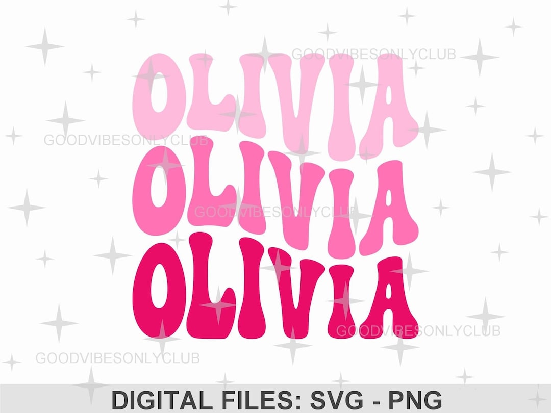 Olivia Custom First Name SVG PNG, Retro Wavy Text, Personalized Gift ...