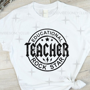 Teacher Educational Rock Star SVG PNG, Funny Teacher Shirt, Teacher ...