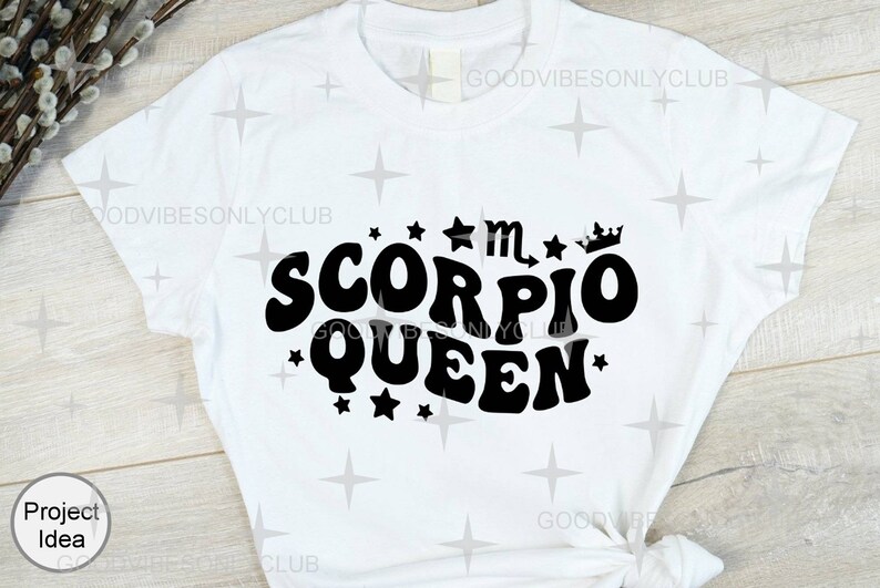 Scorpio Queen SVG Zodiac Star Sign SVG Retro Wavy Text PNG - Etsy