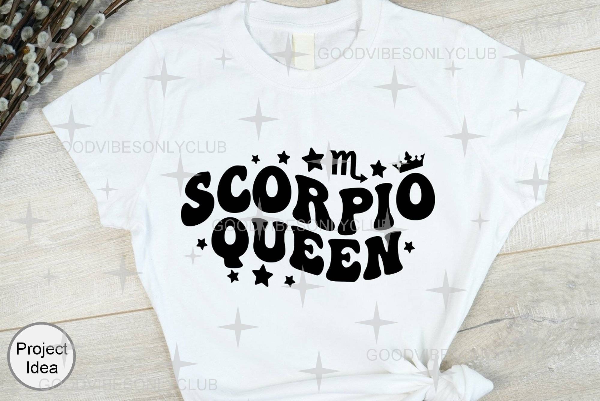 Scorpio Queen SVG Zodiac Star Sign SVG Retro Wavy Text PNG - Etsy