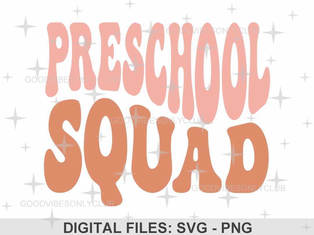 Preschool Squad SVG PNG, Retro Wavy Text SVG, Teacher Shirt, Back to ...