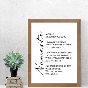 Namaste Definition Print Yoga Poster Meditation Print | Etsy