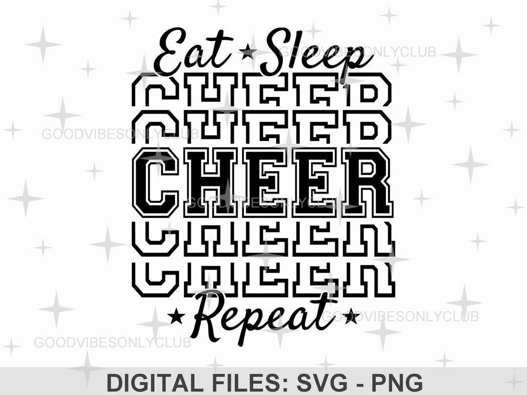 Eat Sleep Cheer Repeat SVG, Cheer Mom PNG, Cheerleader Shirt, Cheer ...