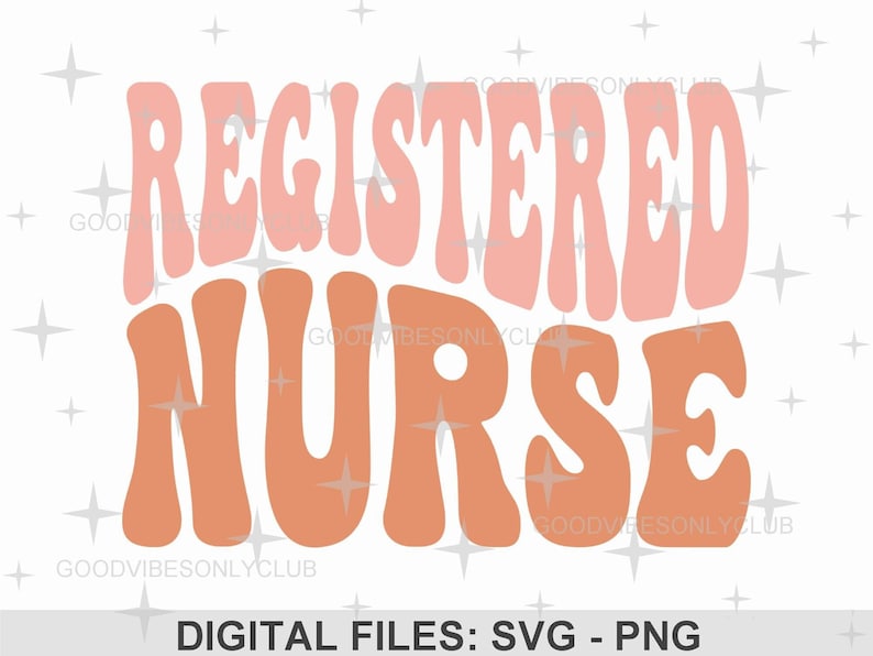 Registered Nurse SVG PNG: Retro Wavy Text, Boho Shirt Design (digital ...