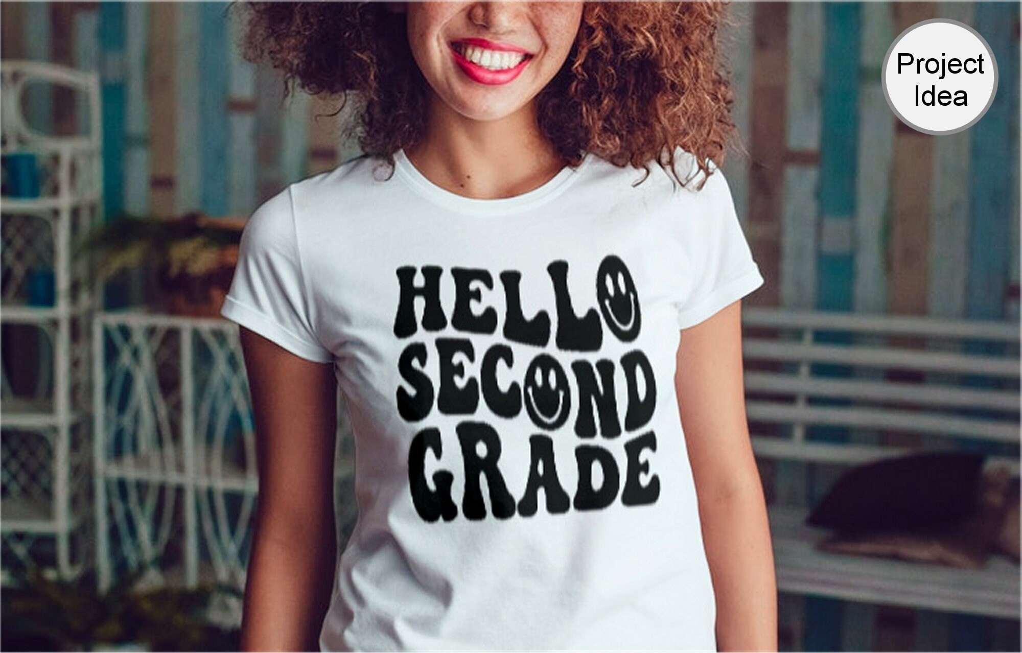 Hello Second Grade SVG Retro Wavy Text SVG Happy Face - Etsy