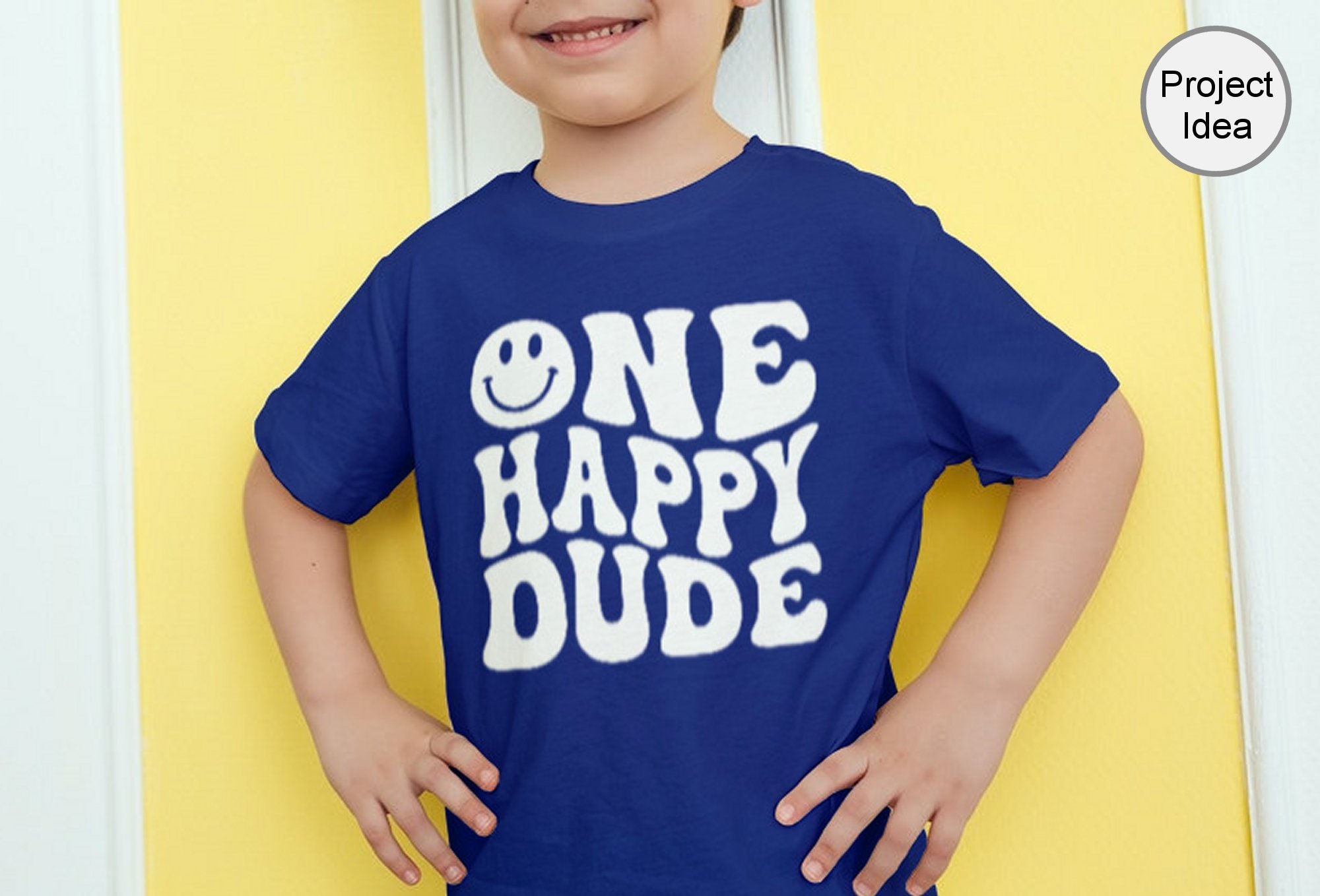 One Happy Dude SVG PNG, 1st Birthday SVG, Retro Wavy Text, Happy Face ...