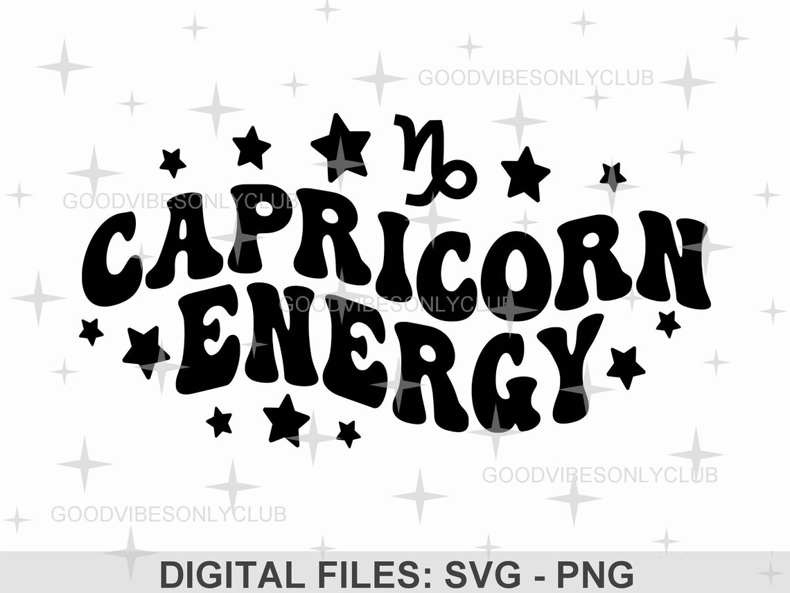 Capricorn Energy SVG Zodiac Star Sign Retro Wavy Text SVG - Etsy