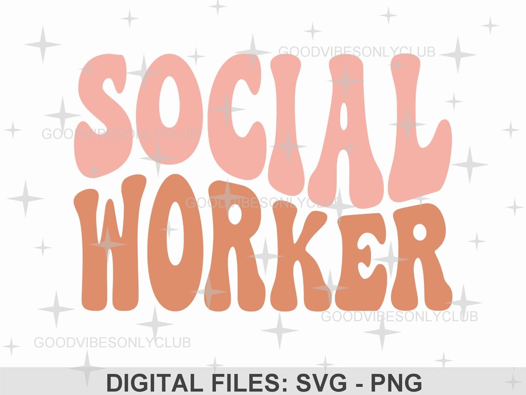 Social Worker SVG PNG, Groovy Retro Wavy Text SVG, Social Worker ...