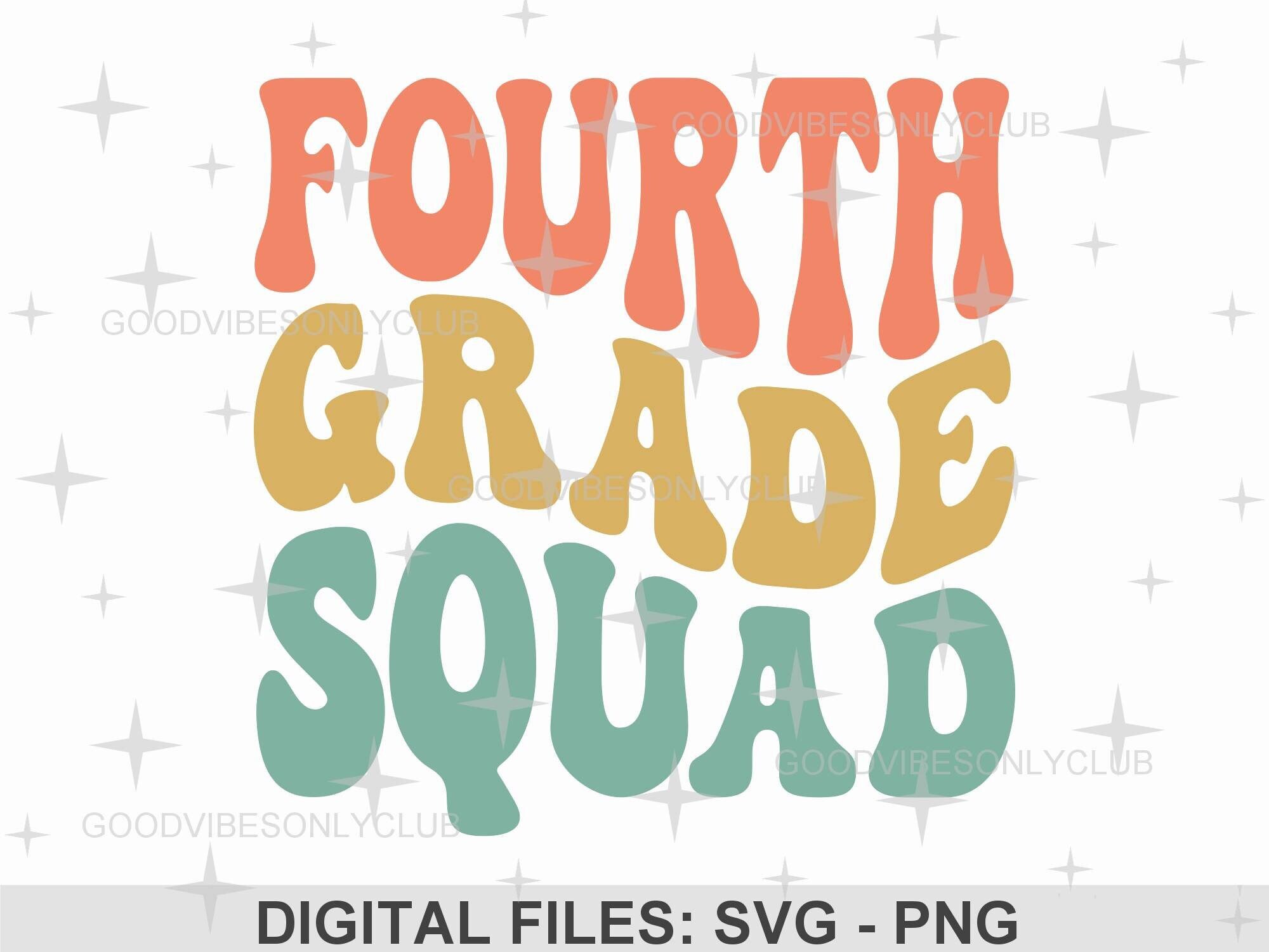 Fourth Grade Squad SVG Teacher Shirt PNG Retro Wavy Stacked - Etsy