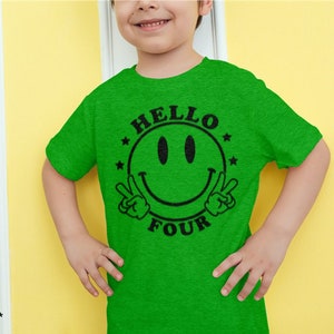 Hello Four SVG, 4th Birthday SVG PNG, Birthday Girl, Birthday Boy ...