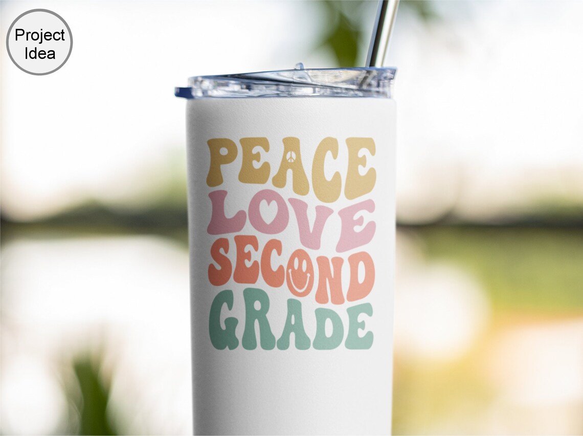 Peace Love Second Grade SVG PNG Teacher Shirt Retro Wavy - Etsy