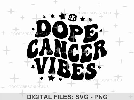 Dope Cancer Vibes SVG Astrology Sign SVG Retro Wavy Text - Etsy