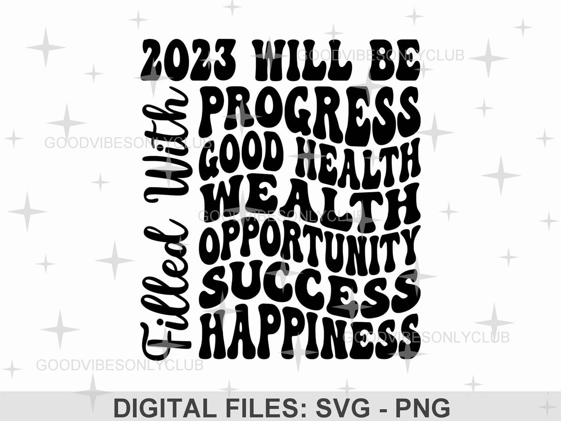 2023 Positive Affirmations SVG PNG Retro Wavy Text New Year - Etsy