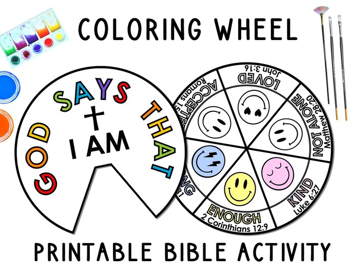 God Say That I Am, Coloring Wheel, Bible Activity, Kids Lesson, Sunday ...