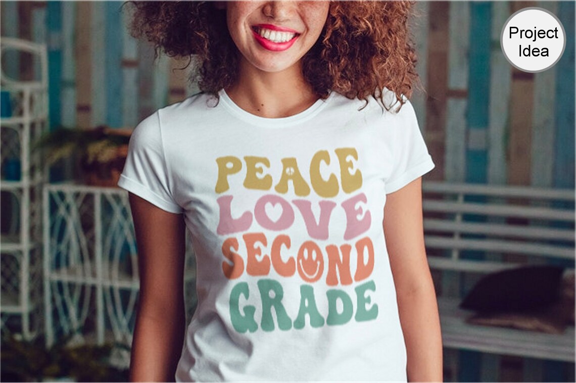 Peace Love Second Grade SVG PNG Teacher Shirt Retro Wavy - Etsy