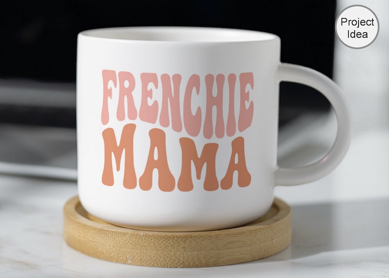 Frenchie Mama SVG PNG French Bulldog Mom Retro Wavy Text - Etsy