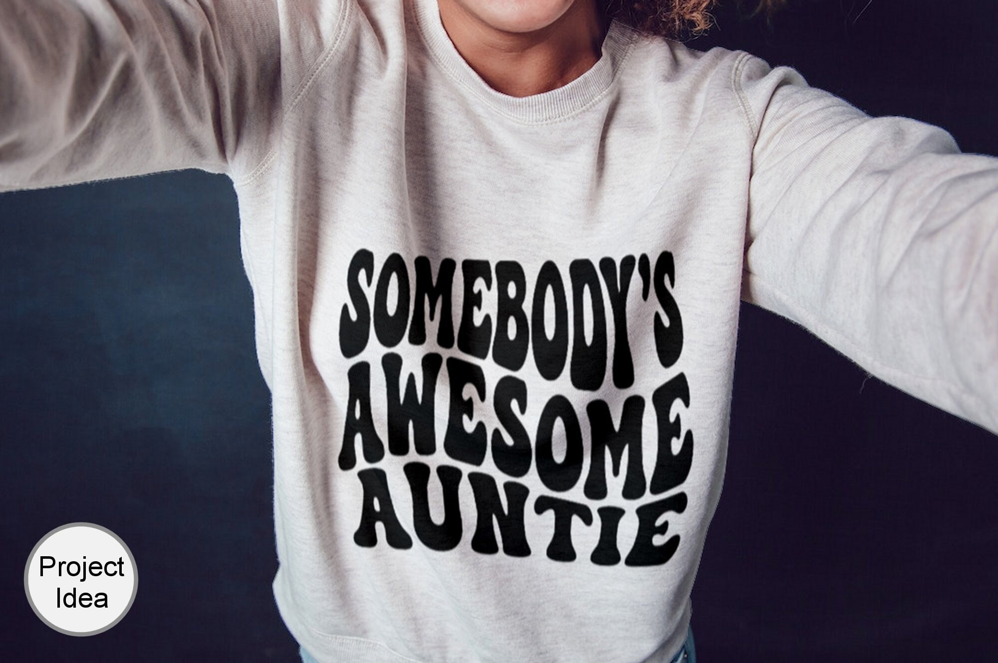 Somebody's Awesome Auntie SVG PNG Retro Wavy Text - Etsy