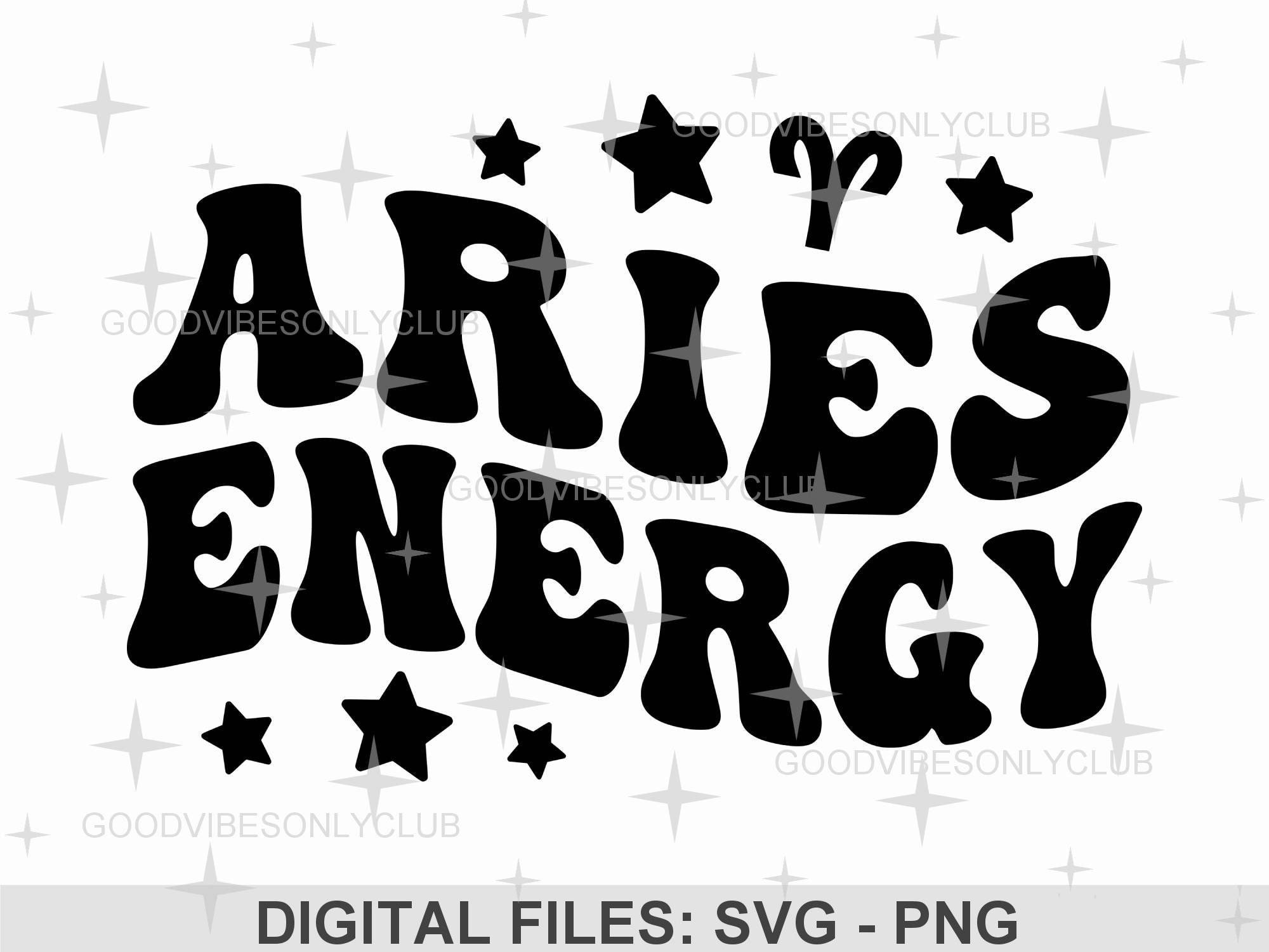 Aries Energy SVG PNG Zodiac Star Sign Retro Wavy Text SVG | Etsy