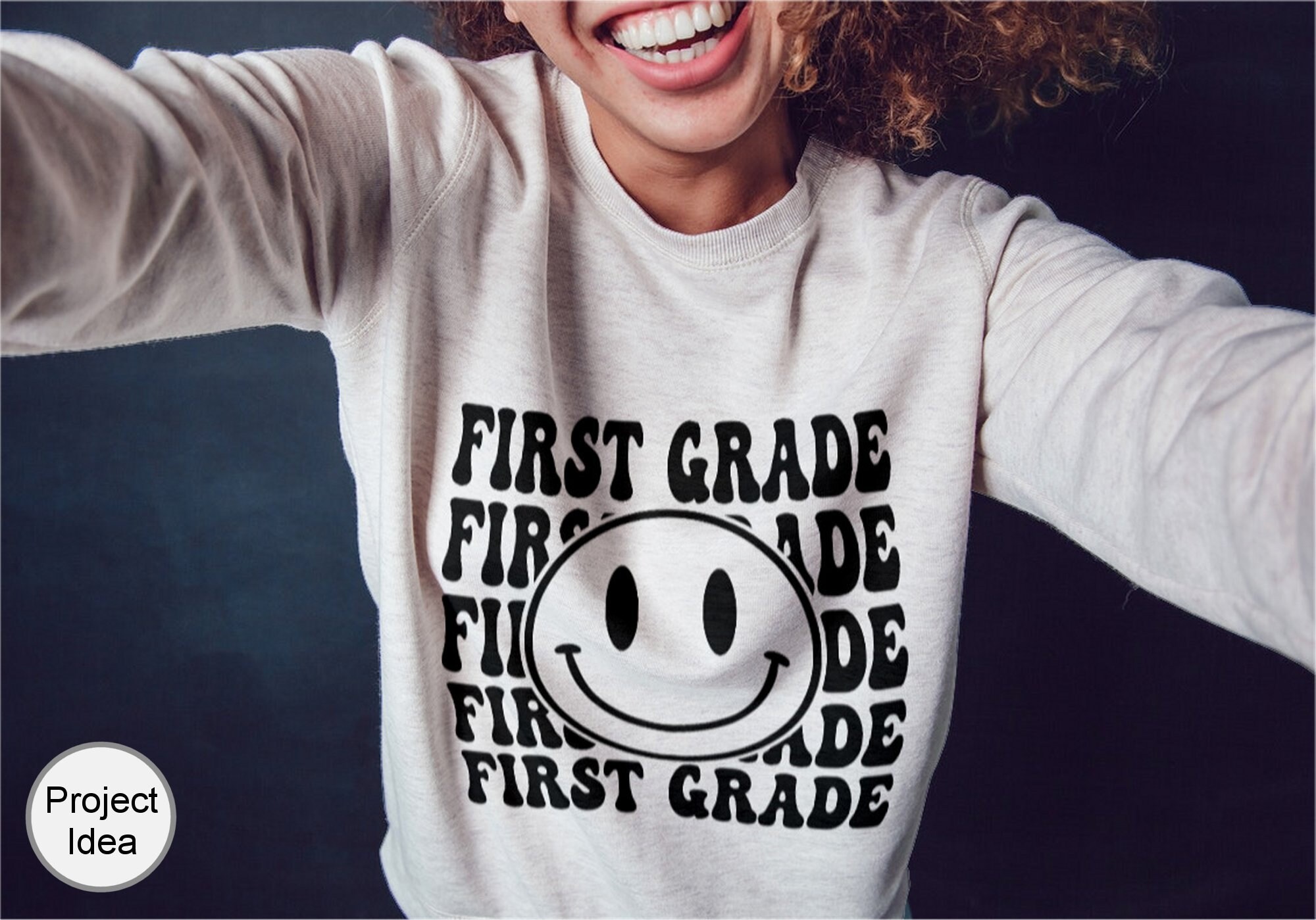 First Grade Happy Face SVG Teacher Shirt SVG Back to School - Etsy