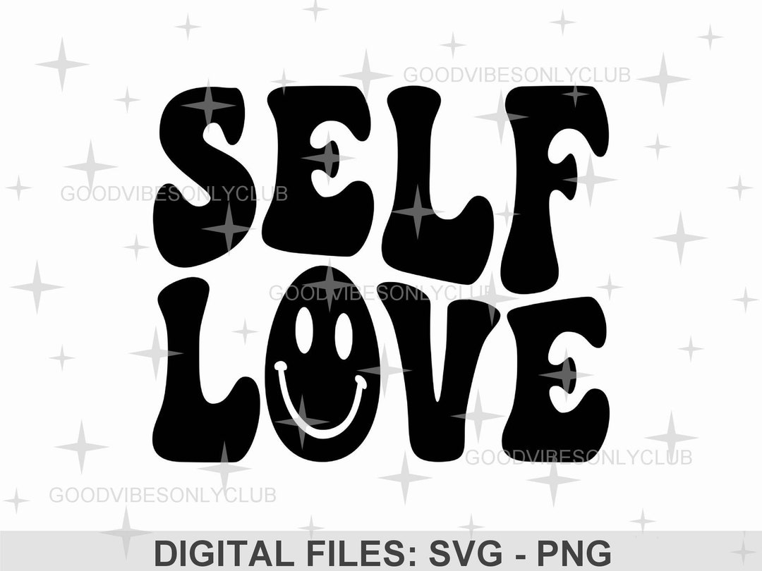 Amor propio PNG SVG, Cara feliz, Texto ondulado retro SVG, Inspiración ...