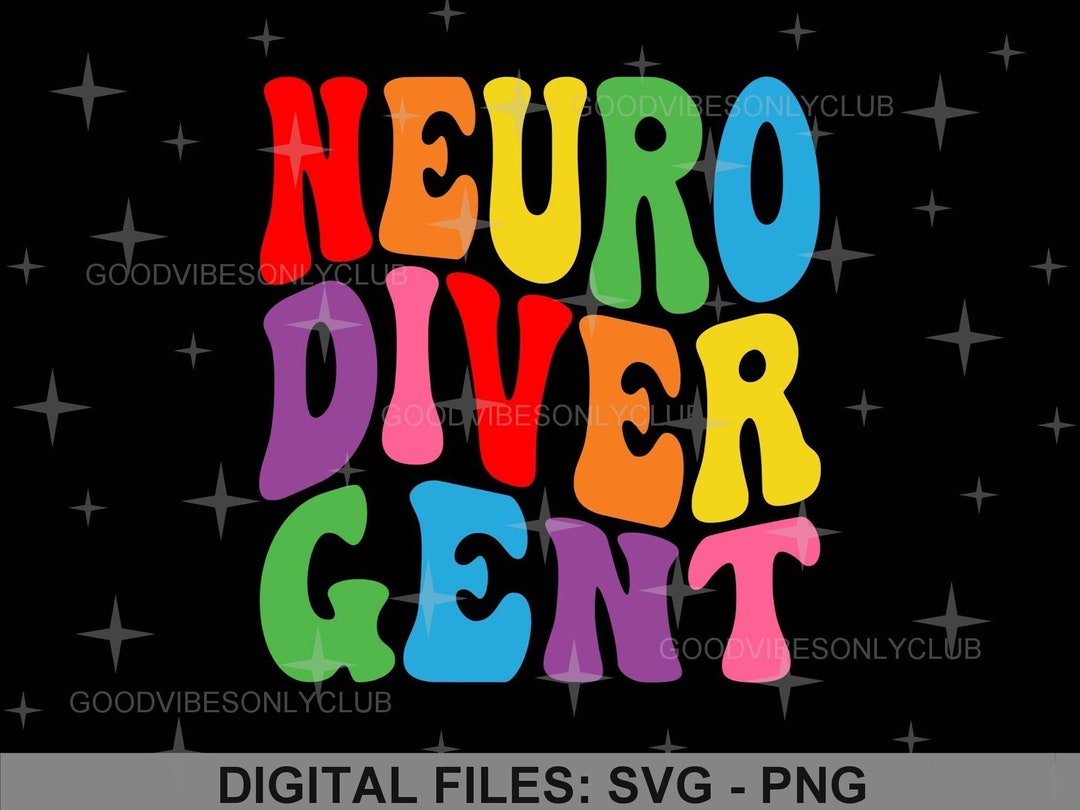 Neurodiversity PNG SVG, Retro Autism SVG, Neurodivergent, Awareness, Groovy Wavy Text ...