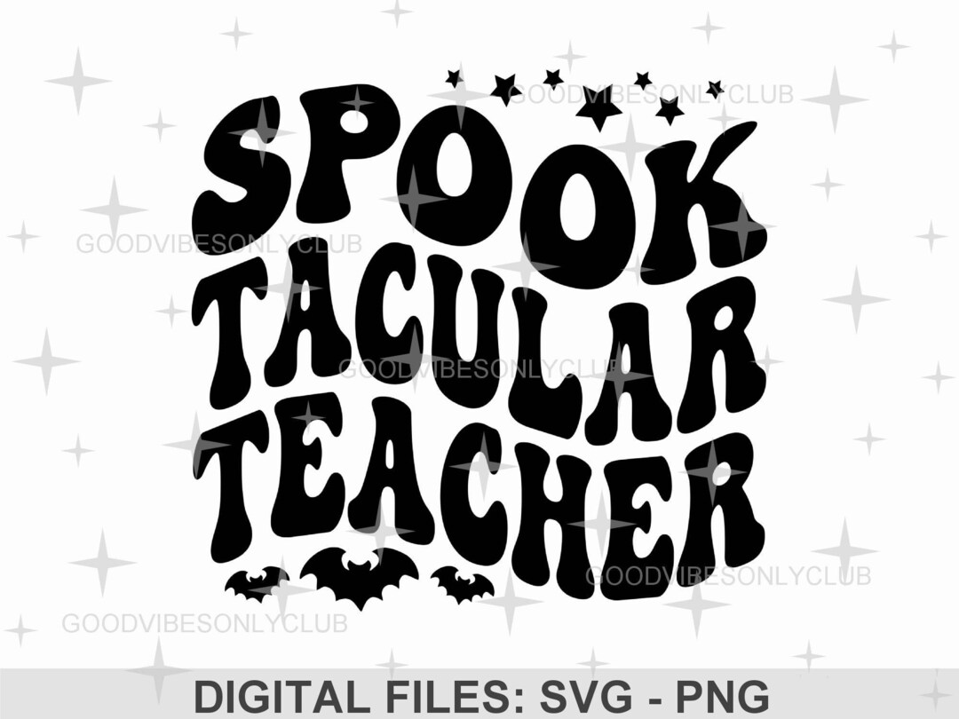 Spooktacular Teacher SVG Retro Wavy Text PNG Halloween SVG - Etsy