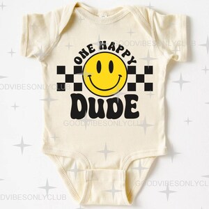 One Happy Dude SVG PNG, 1st Birthday SVG, Retro Happy Face, Birthday ...