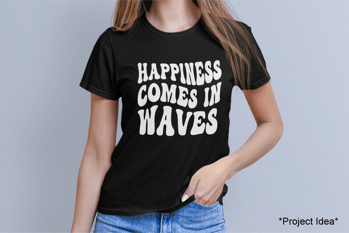 Happiness Comes in Waves SVG Good Vibes PNG Retro Wavy | Etsy