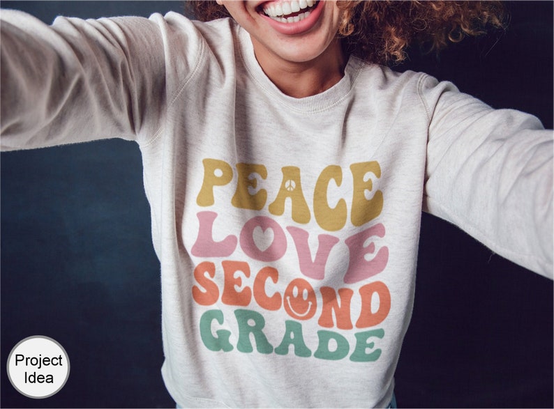 Peace Love Second Grade SVG PNG Teacher Shirt Retro Wavy - Etsy
