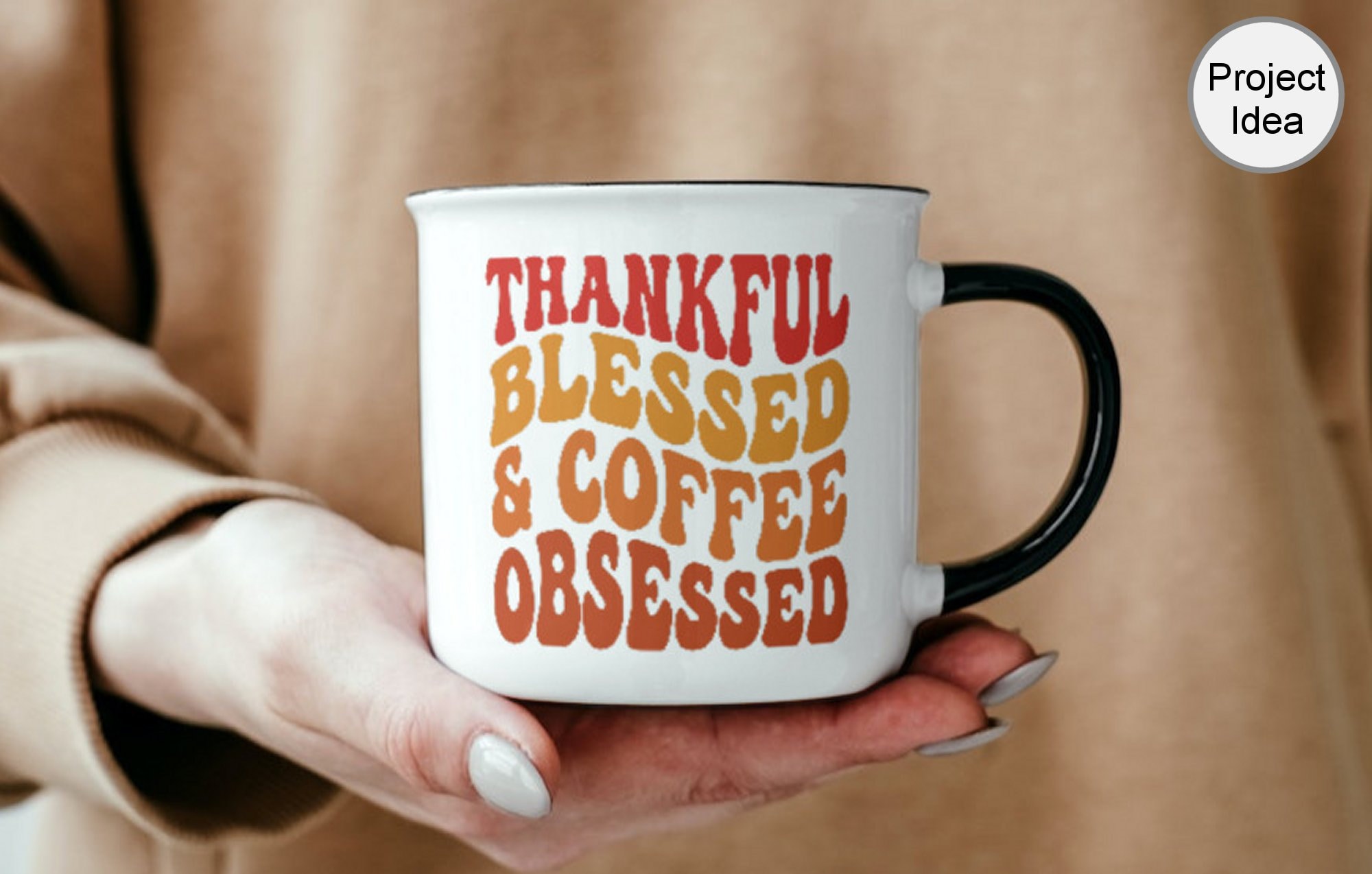 Thankful Blessed Coffee Obsessed PNG SVG Wavy Text SVG - Etsy