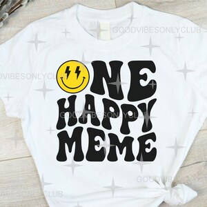 One Happy Meme PNG SVG Birthday Meme SVG Retro Wavy Text - Etsy