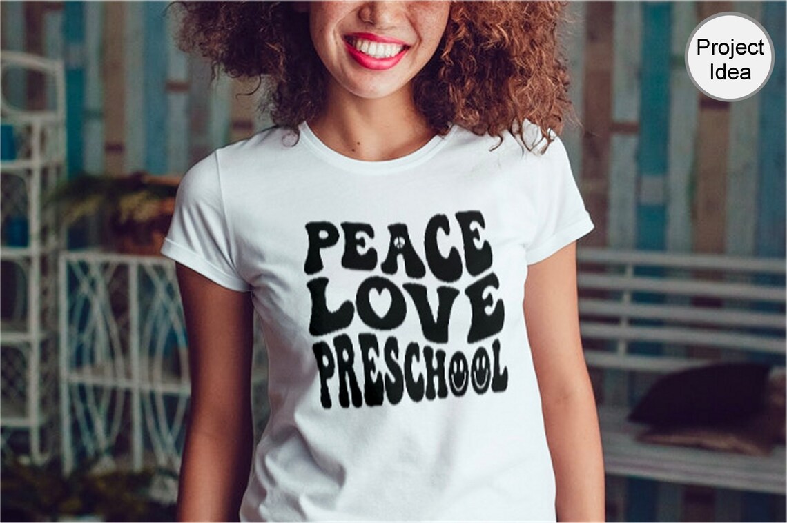 Peace Love Preschool SVG Back to School SVG PNG Retro Wavy - Etsy