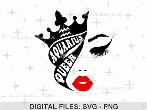 Aquarius Queen Svg Png Zodiac Star Sign Cut Files for | Etsy Canada