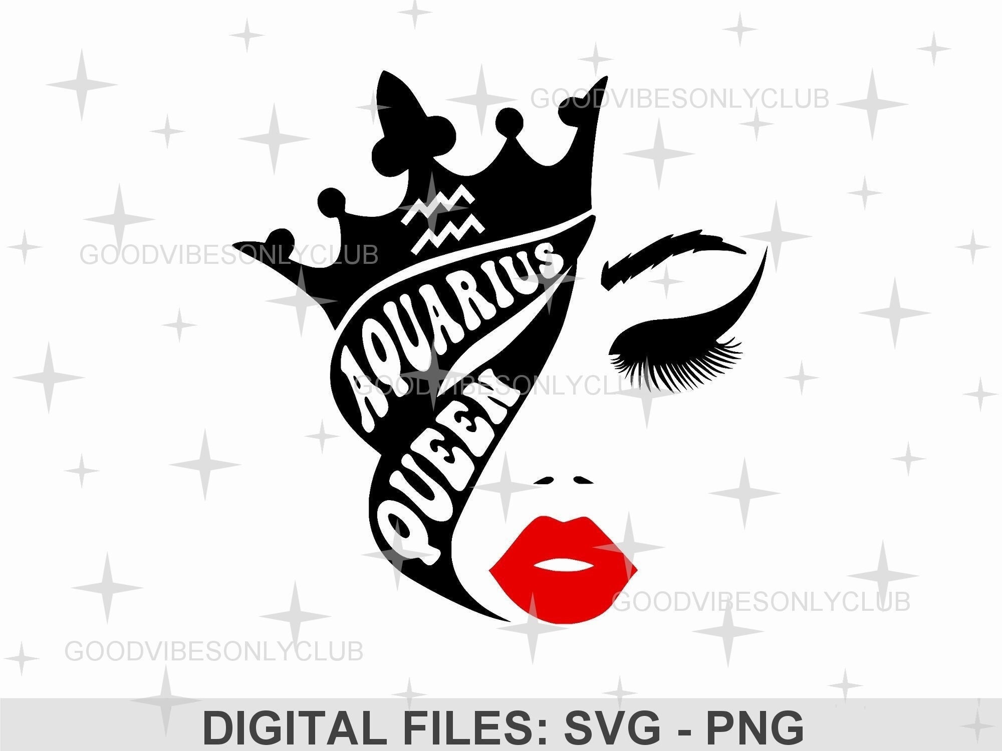 Aquarius Queen Svg Png Zodiac Star Sign Cut Files for - Etsy Canada