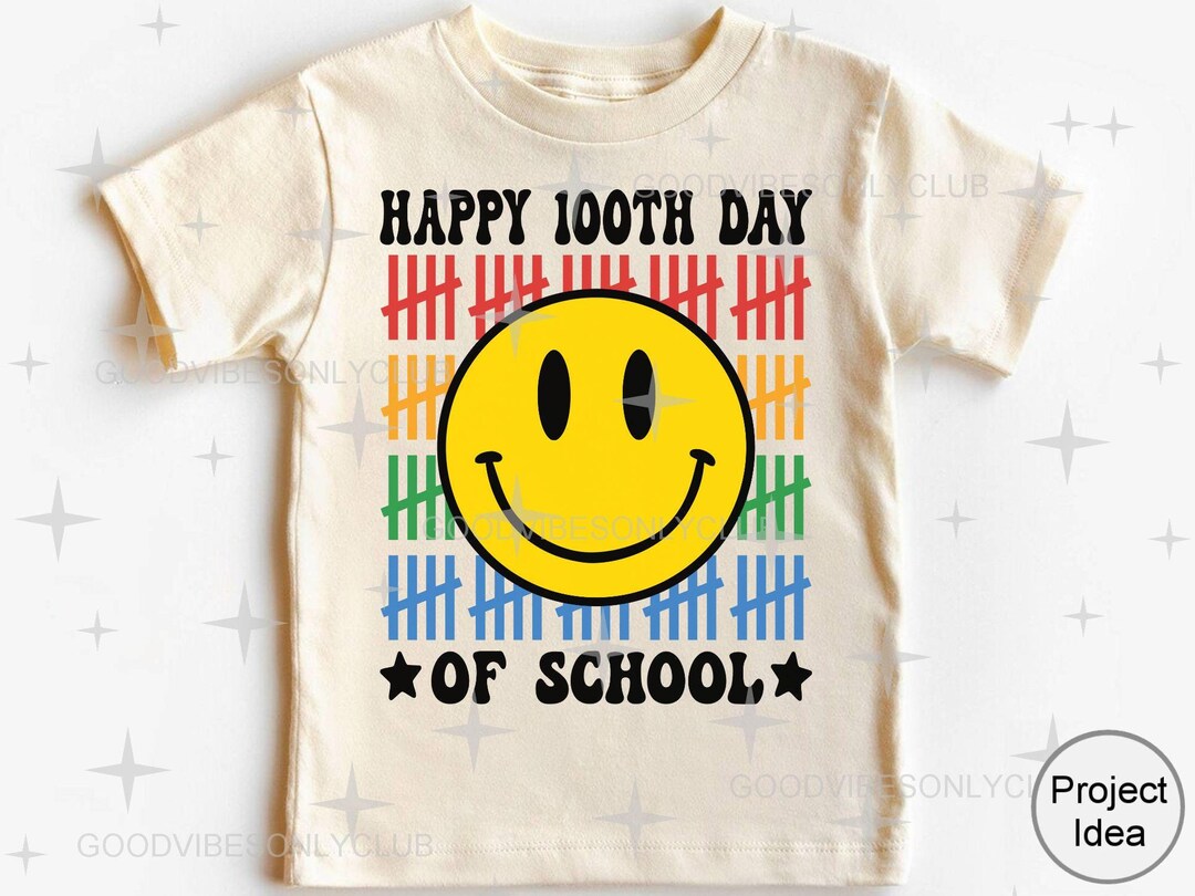 Happy 100th Day of School - Happy Face PNG - 100 Days Shirt - Colorful ...