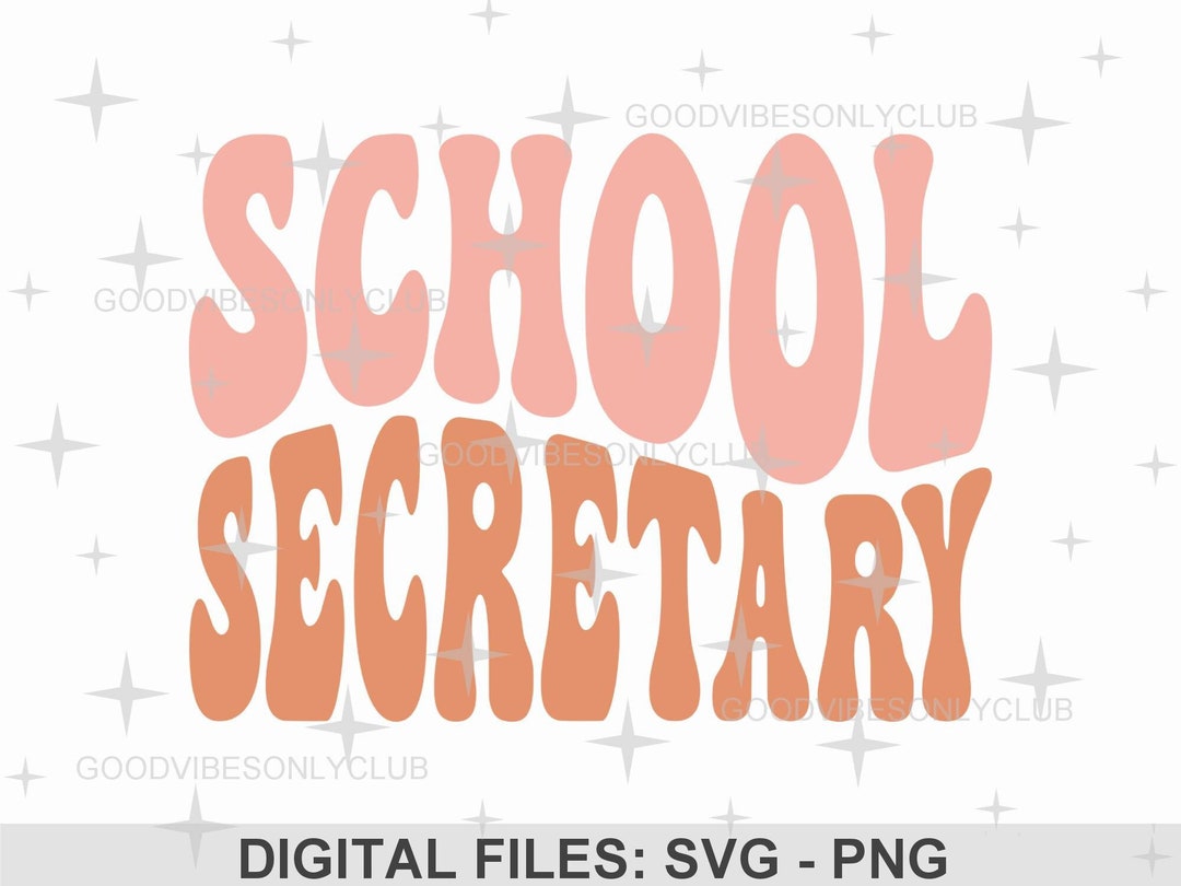 School Secretary SVG PNG, Retro Wavy Text SVG, School Staff Gift ...