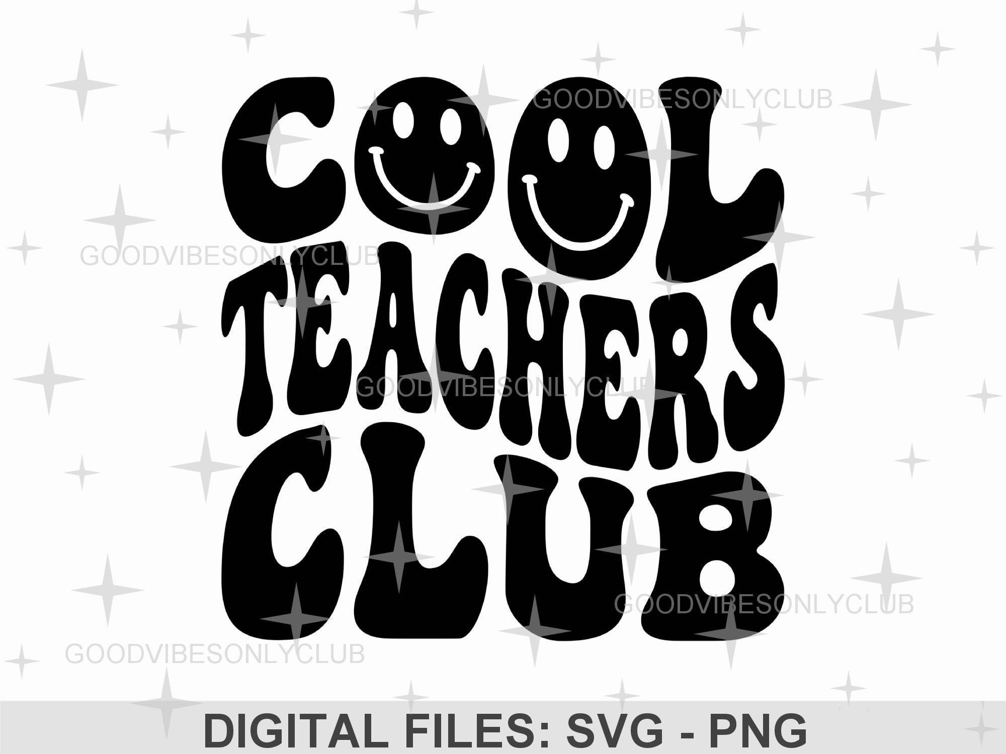 Cool Teachers Club SVG Retro Happy Face SVG Wavy Text - Etsy