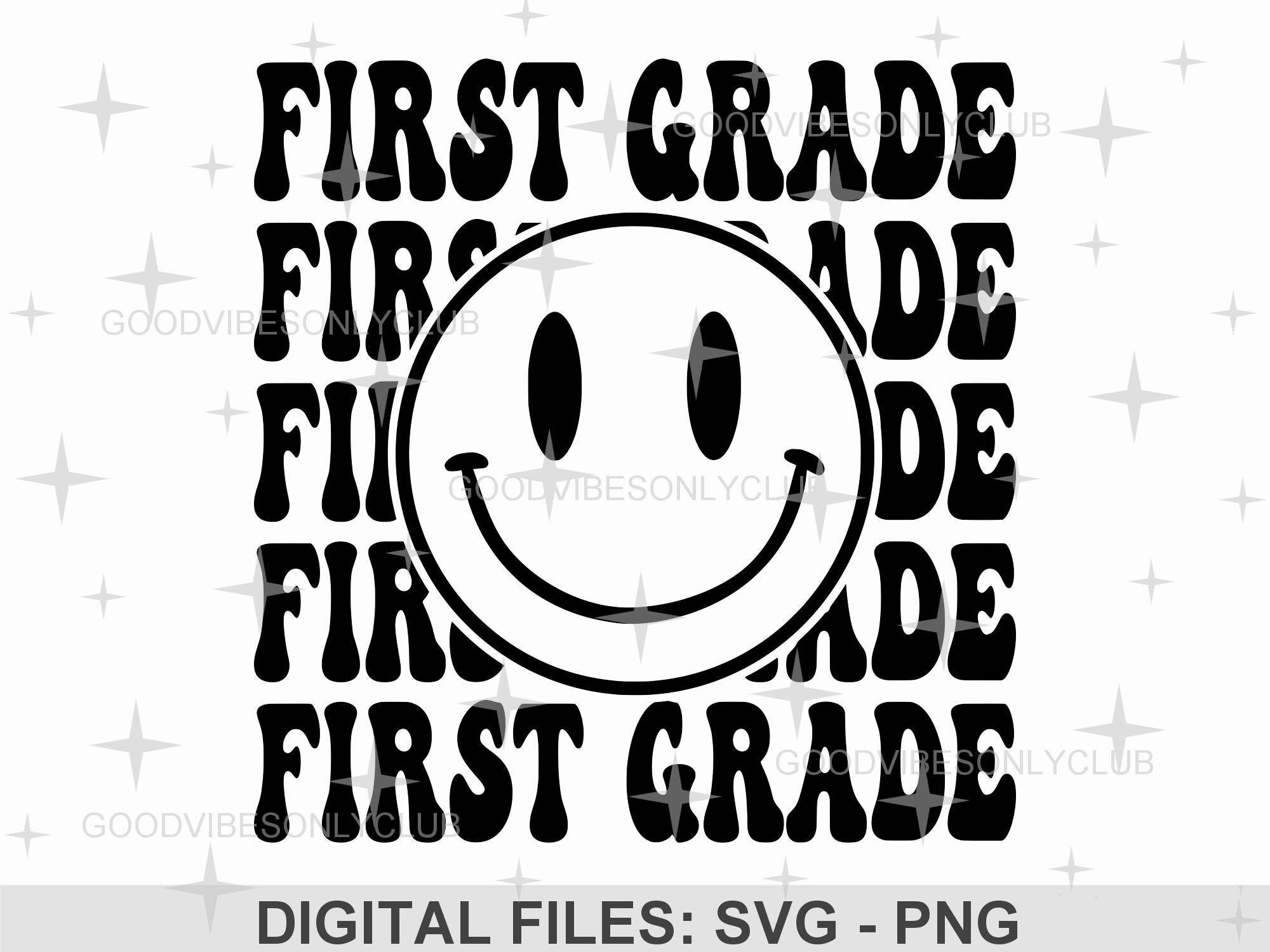 First Grade Happy Face SVG Teacher Shirt SVG Back to School - Etsy