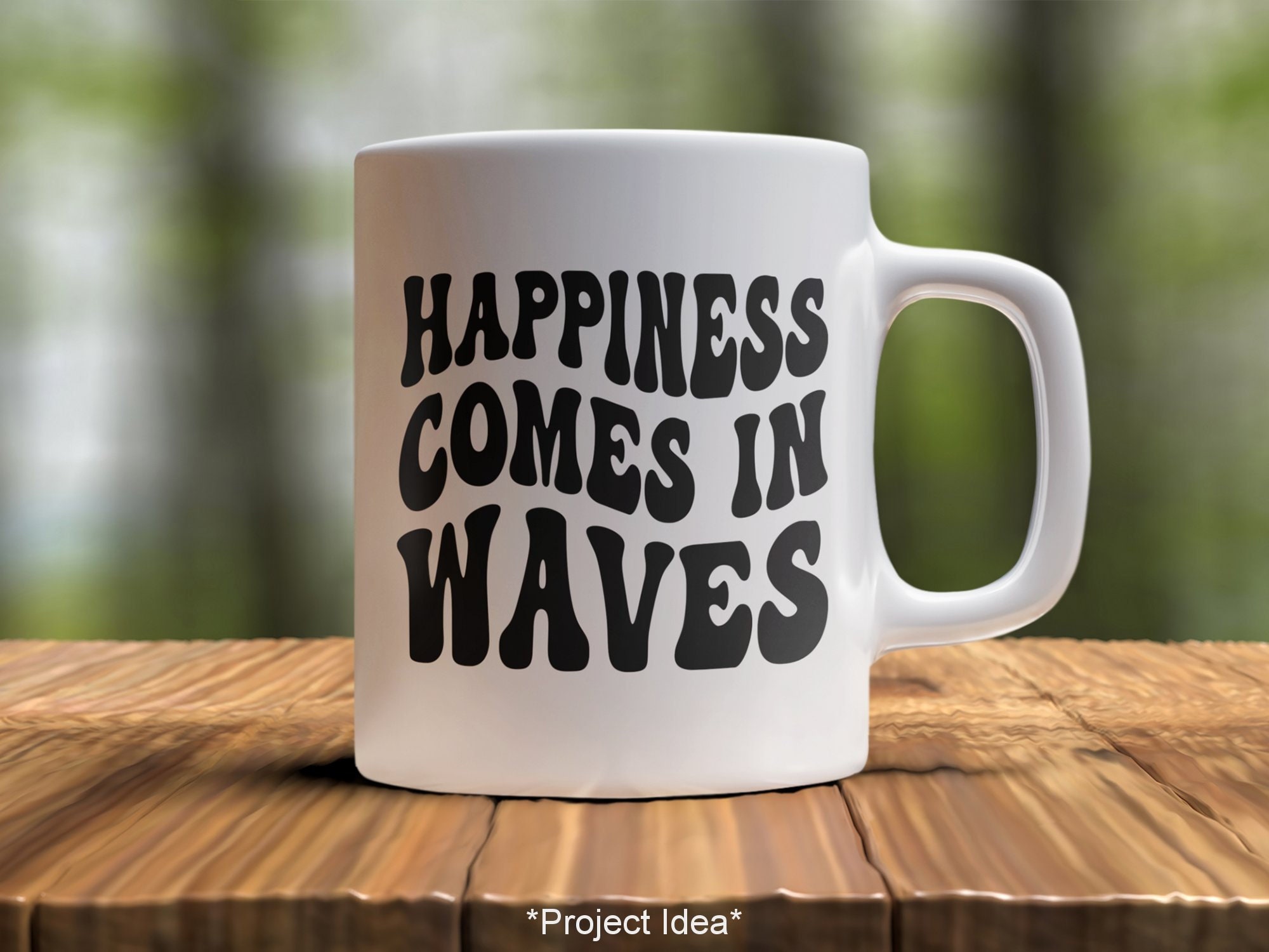 Happiness Comes in Waves SVG Good Vibes PNG Retro Wavy - Etsy
