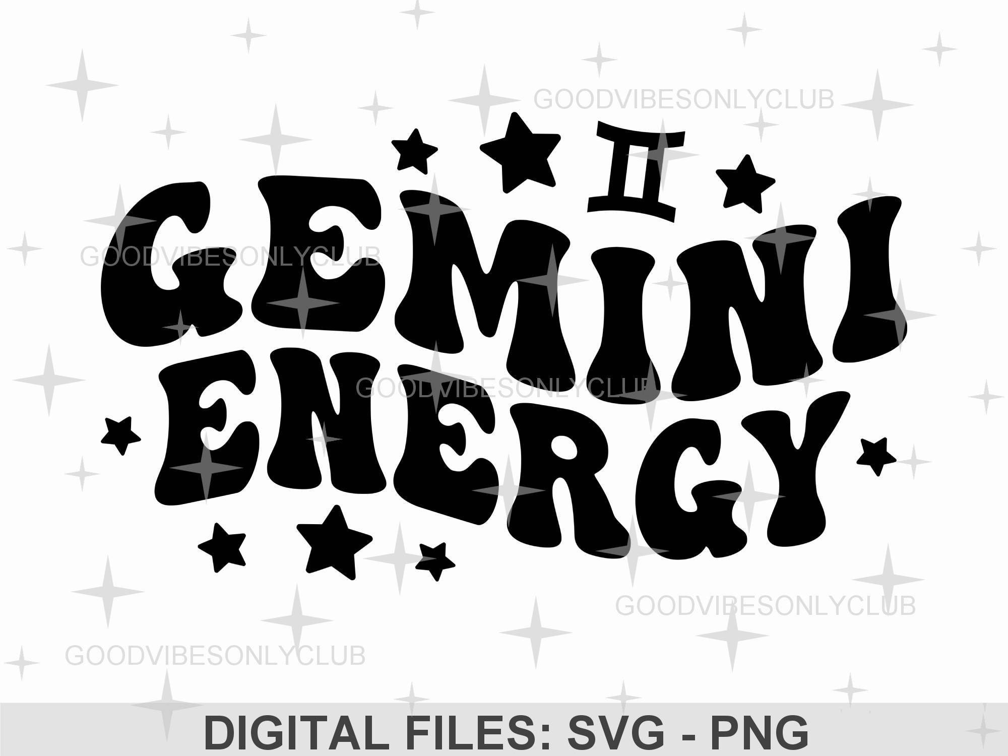 Gemini Energy SVG PNG Zodiac Star Sign Retro Wavy Text SVG | Etsy