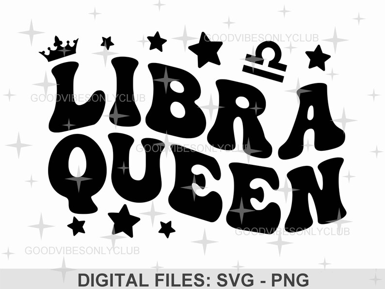 Libra Queen SVG Retro Wavy Text SVG PNG Zodiac Star Sign - Etsy