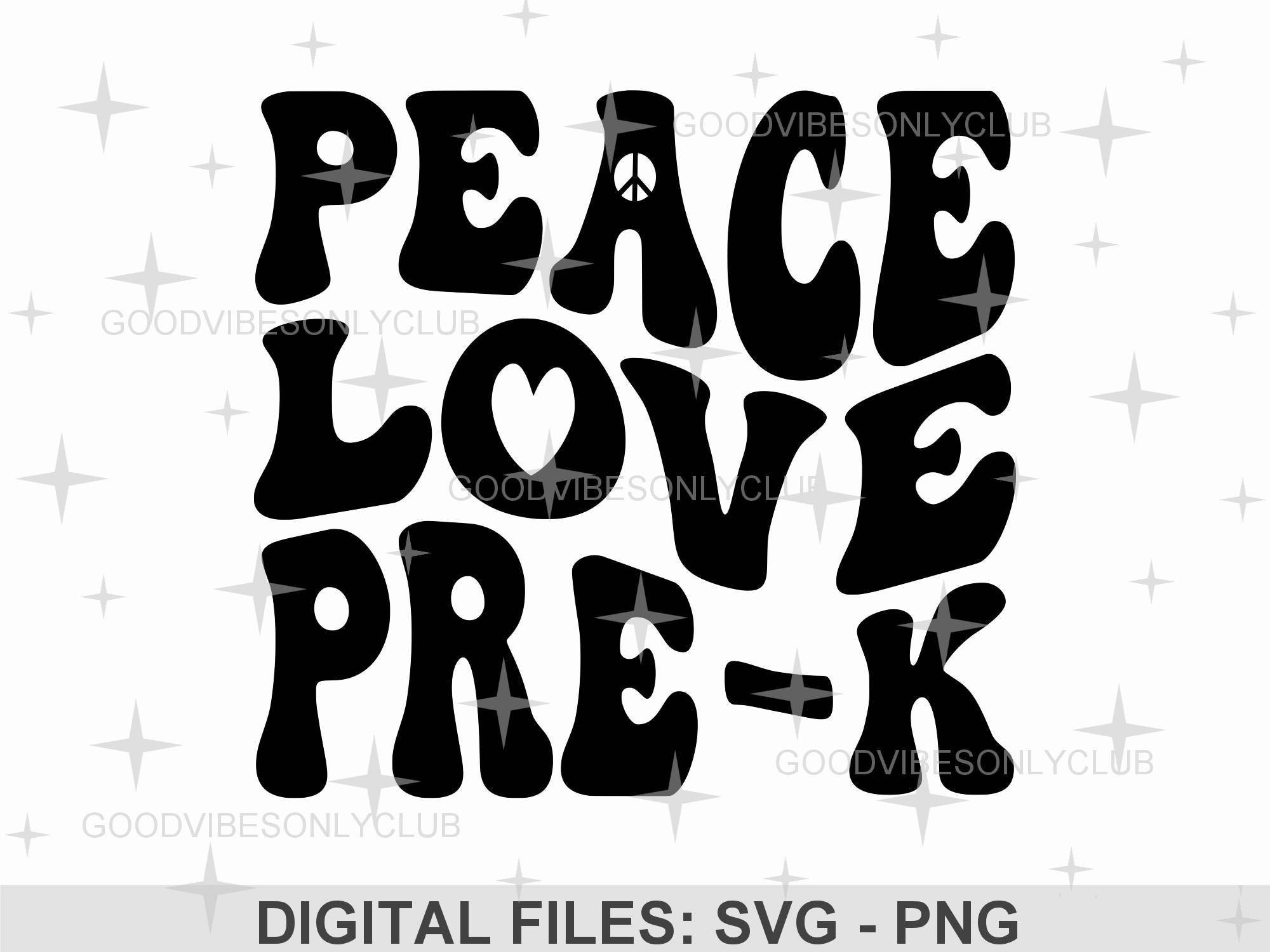 Peace Love Pre K SVG Retro Wavy Text SVG Teacher Shirt PNG - Etsy