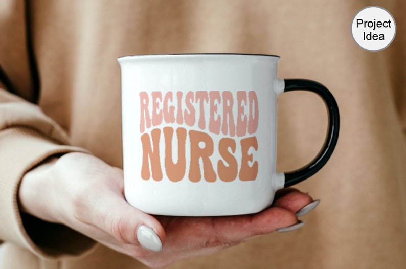 Registered Nurse SVG PNG: Retro Wavy Text, Boho Shirt Design (digital ...