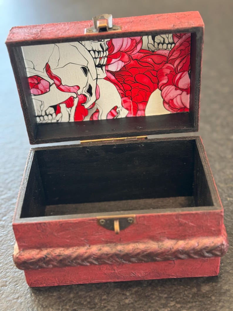 Painted Gothic Red Skull Box - Etsy
